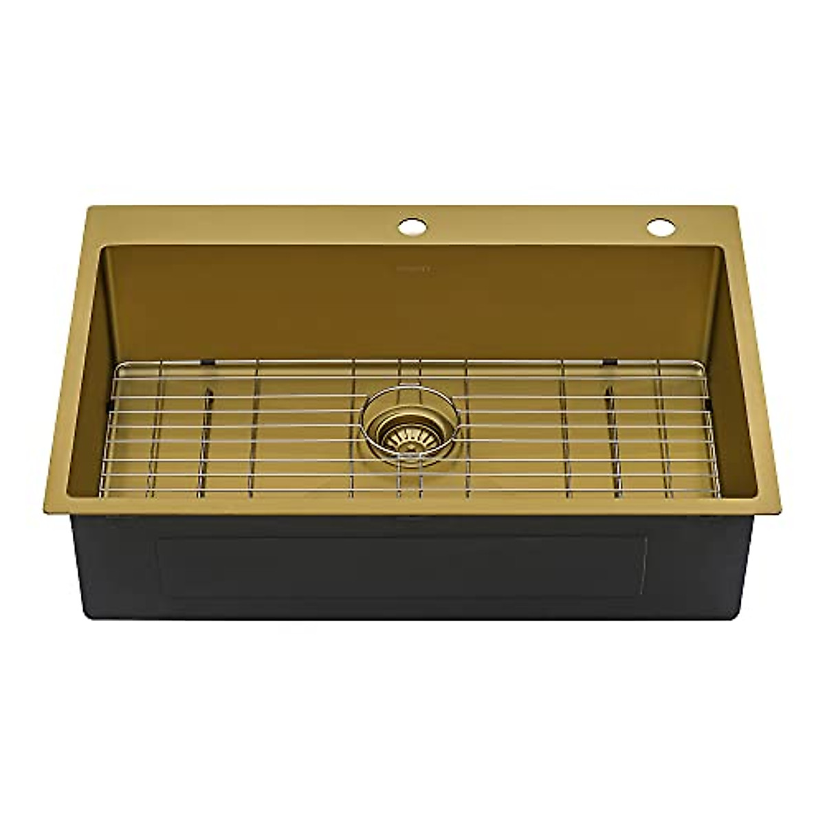 Ruvati 33 x 22 inch Satin Brass Matte Gold Stainless Steel Drop-in Topmount Kitchen Sink Single Bowl - RVH5005GG