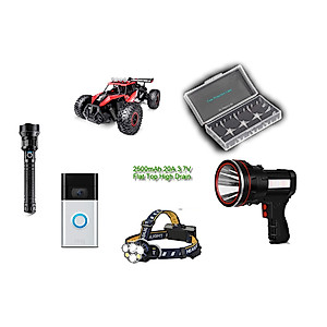 100% Authentic Samsung25R 3.7V Rechargeable 18650 Battery 25R Flat Top, Real 2500mAh(4 Pack, with Free Plastic Case)