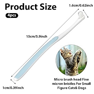 Qianyu 4 Pcs Small Dog Toothbrush Micro Brush Head Nano Soft Bristle Comfort Grip Gentle Pet Toothbrush for Puppy Kitten Sensitive Gum and Teeth Cats Dogs Teeth Cleaning Dental Care