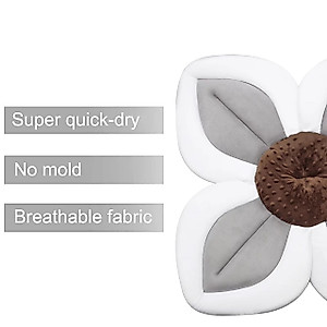 PandaEar Baby Bath Pad for Infant Newborn | Soft Flower Petals for Sink Bathtub Essentials Shower Gift (Grey)