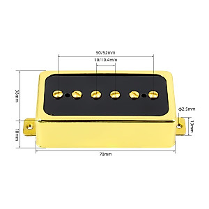 Ogdni P90 Pickup Set,Alnico V Single Coil Bridge & Neck Pickups for Les Paul P90 Style Humbucker Size Electric Guitar (Gold)