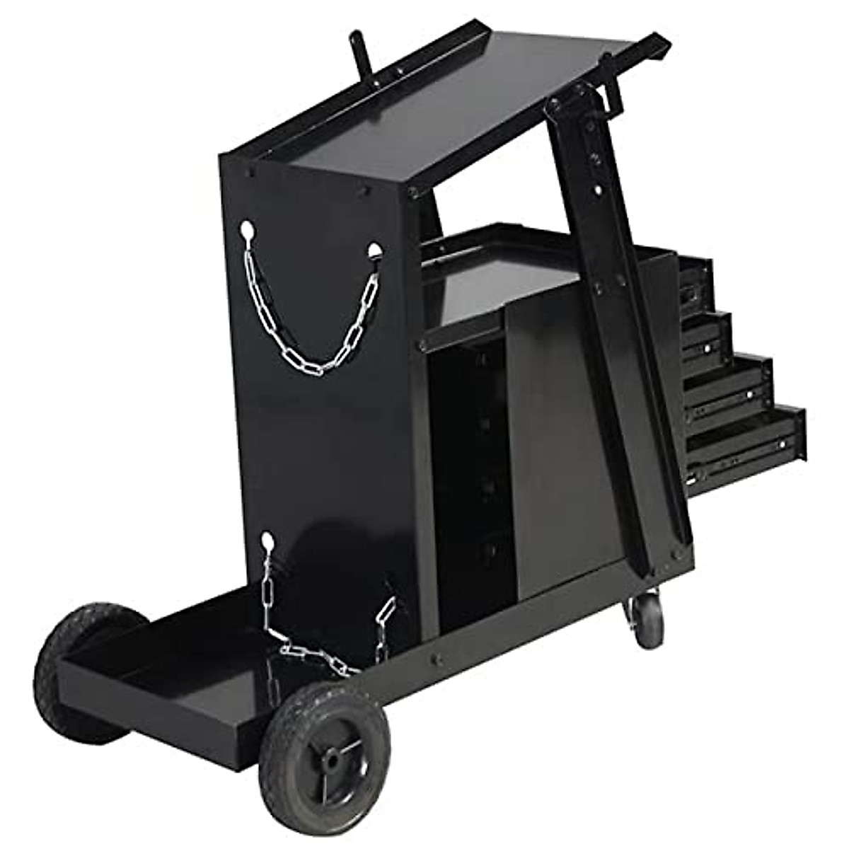 Welder Cart, Rolling Welding Cart with 2-Tier 4 Drawers Cabinet Wheels and Tank Storage for Welder and Plasma Cutter, 100 LB Capacity