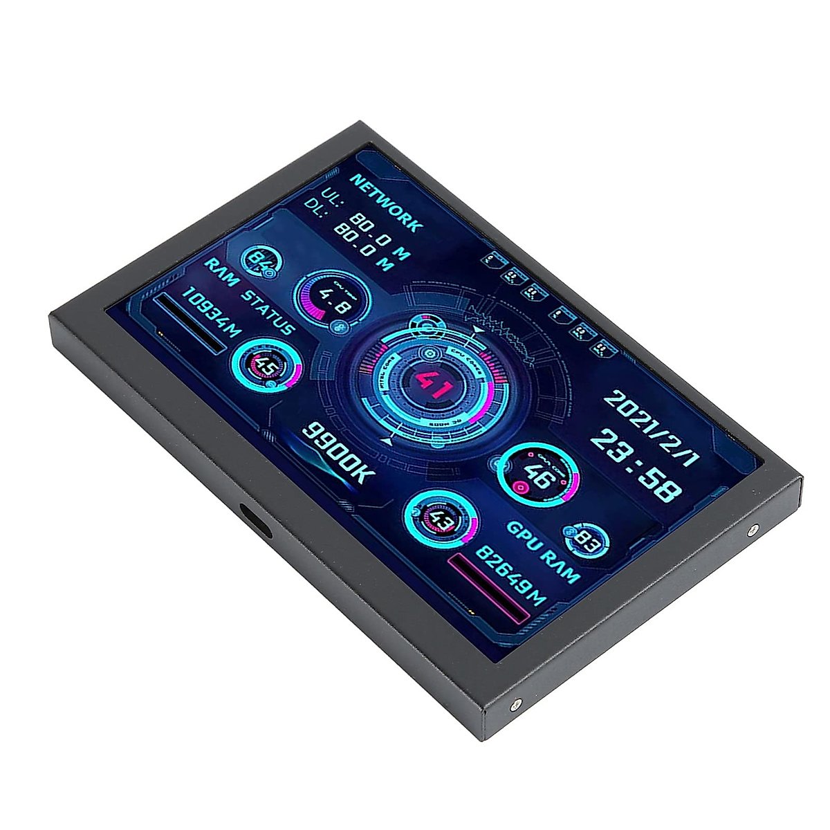 Dilwe 5 inch IPS USB Mini Screen PC CPU HDD Data Monitor, Computer Temp Monitor 5 Inch IPS Screen Multiple Theme USB PC CPU Data Monitor for PC CPU GPU