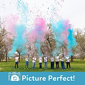 (3 Pink Confetti & 3 Blue Confetti) Baby Gender Reveal Confetti Cannon with Holi Powder | TUR Party Supplies | 12 inch Biodegradable Gender Reveal Cannons For Gender Reveal Decorations & Party