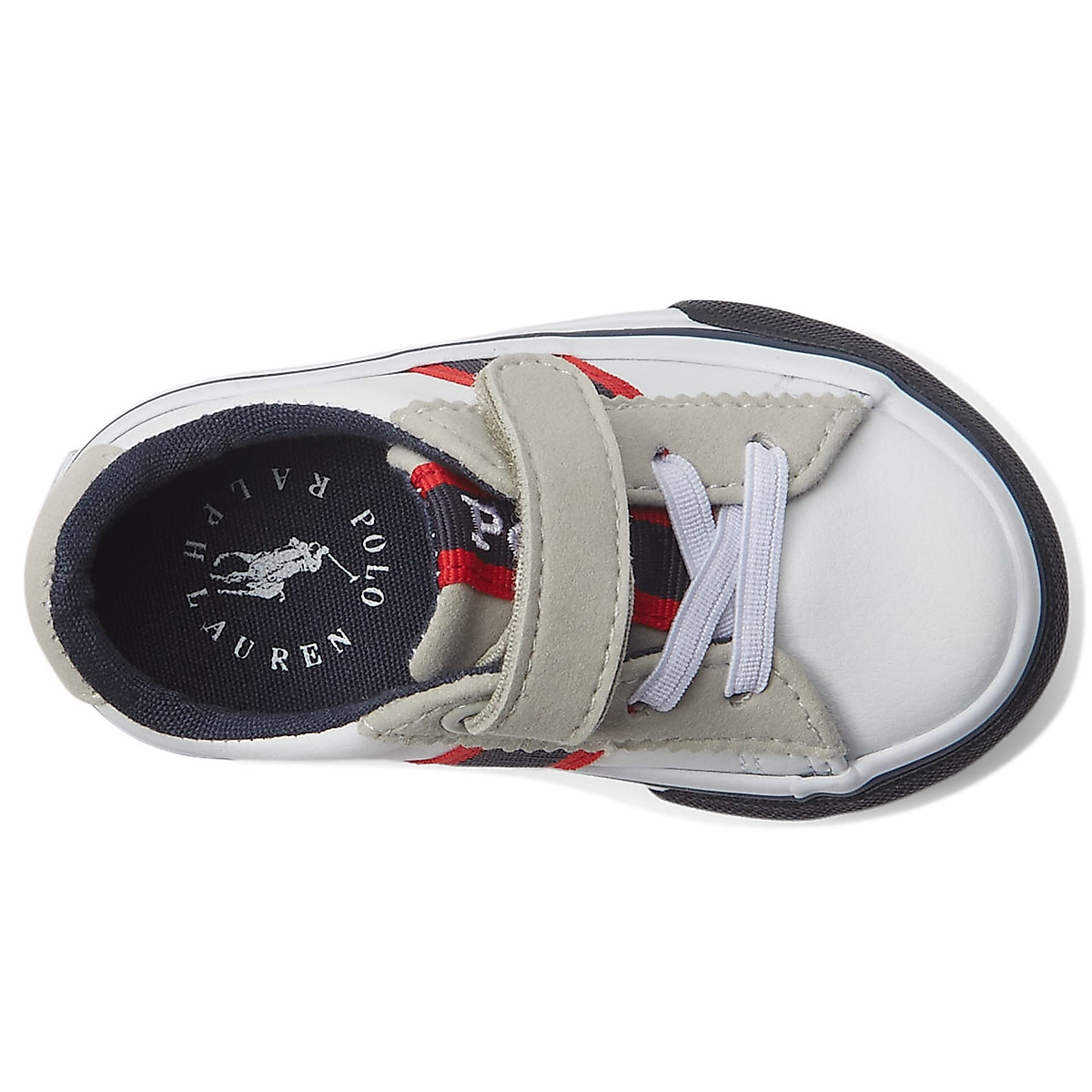 POLO RALPH LAUREN Baby Boys Wescott Ps (Toddler) Sneaker, White Tumbled/Navy/Red/White Pony Player, 4 Toddler US