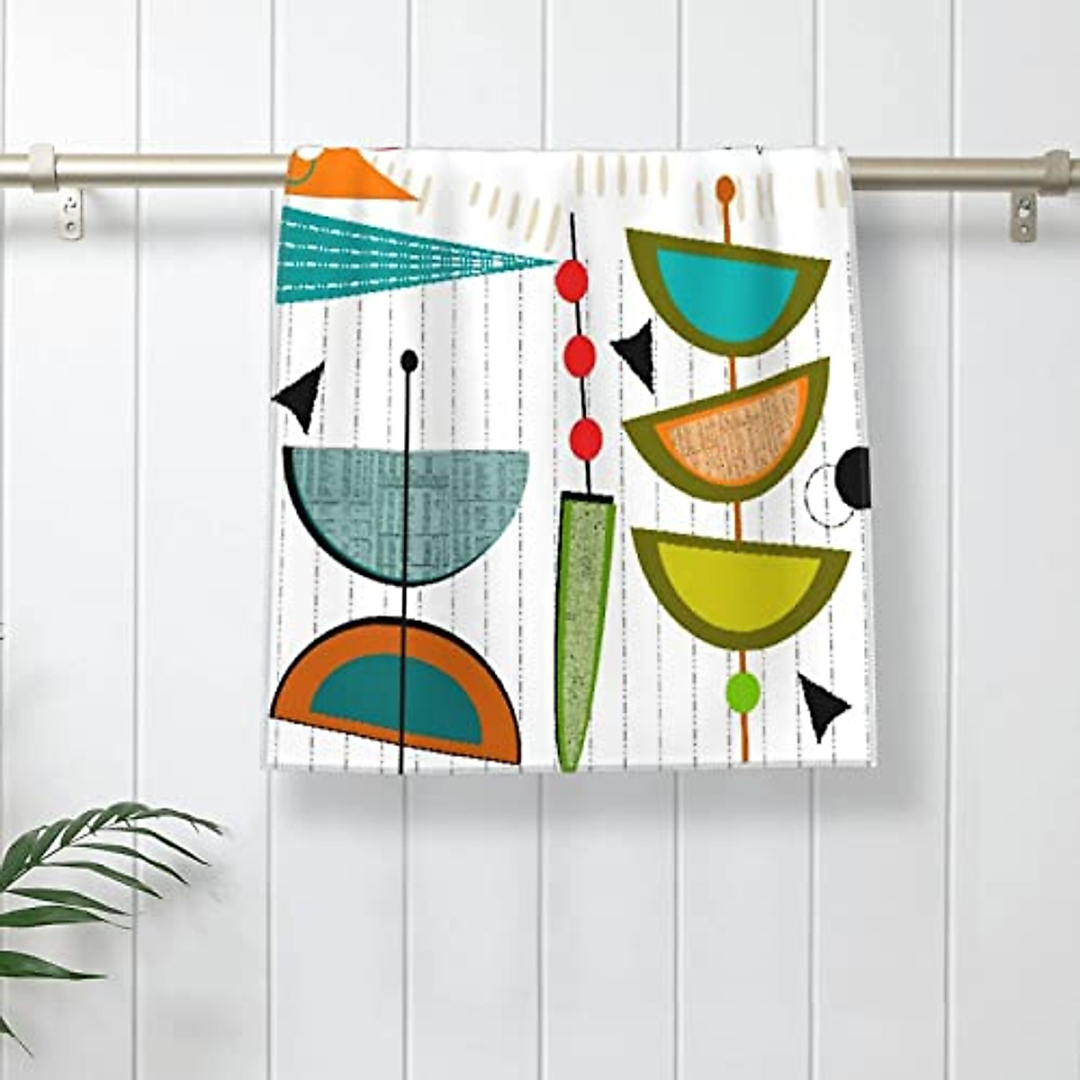 COVASA Geometry Hand Towels for Bathroom,Set of 2,Mid-Century Modern Abstract #56,Soft Absorbent Small Bath Towel Kitchen Dish Guest Towel for Men Women,Bathroom Decor 15.7"x27.5"