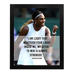 Strong Desire To Win - Motivational Wall Art, Inspirational Wall Art Print, Serena Williams Quotes & Photo Print, Perfect Sports Wall Art for Home, Office, & Gym Wall Décor. Unframed - 8 x 10"