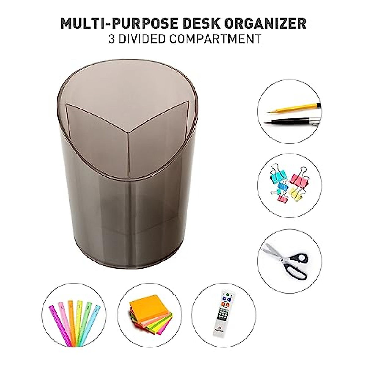 Eagle Pencil Holder, 3-Compartment Desktop Supplies Organizer, Multi-functional Pencil Cup, Phone Remote Control Stationery Storage Holder, for Home and School Use, Grey