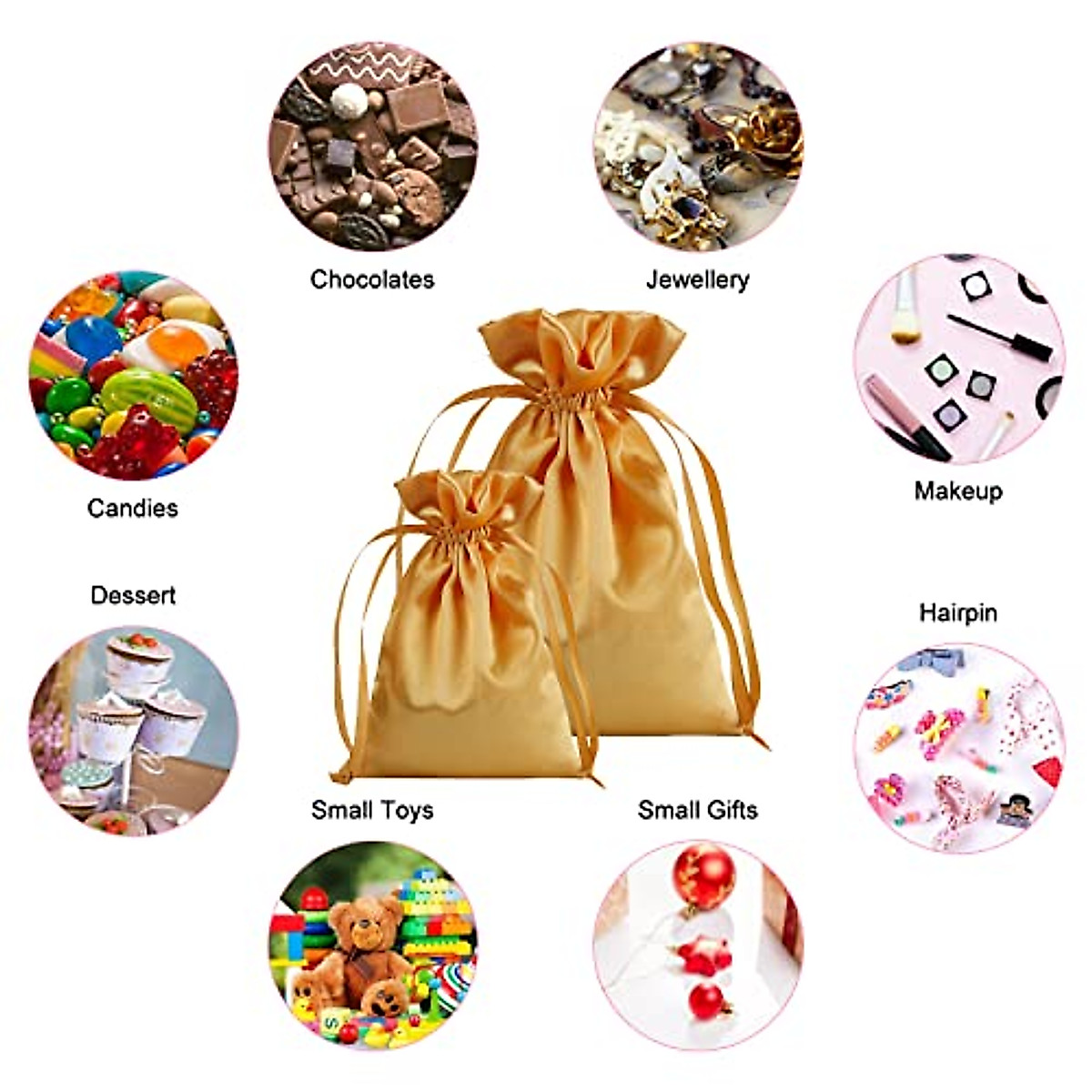 BeiLeiNiceHK 30pcs Satin Gift Bags Golden Drawstring Bag, Gift Pouches For Christmas, Wedding Favor Bags, Baby Shower Bag, Small Jewellery Pouch 5X7 Inch
