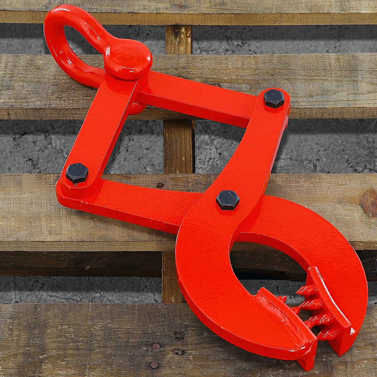 Single Scissor Heavy Duty Pallet Puller, Solid Steel, 2000 lbs Capacity, 5 Inch Opening and 1-1/2" Height Jaw Clamp Grabber Hook Puller Tool for Forklift Chain - by Rampro