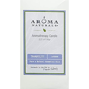 Aroma Naturals Essential Oil Tranquility Pillar Candle, 2.5" x 4", Lavender, 11 Ounce
