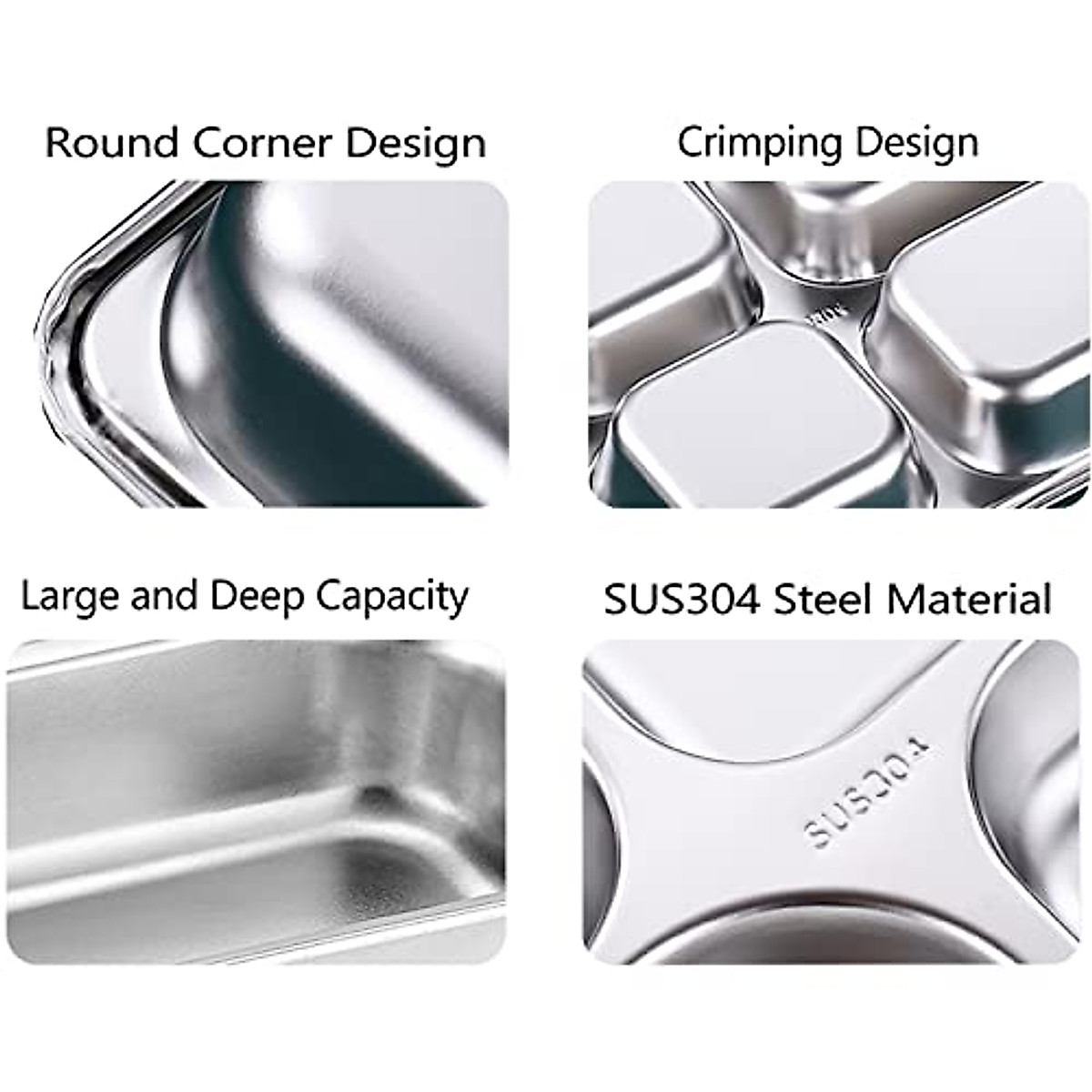 Cezoyx 4 Pack Stainless Steel Divided Trays, 5 Section Divided Dinner Plates Rectangular 304 Steel Section Control Plates for Adults, Kids, Campers, Diet Food Portion Control