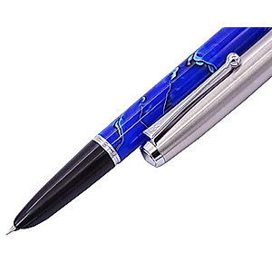 Jinhao Black Fountain Pen Fine Nib Writing Advanced Pen with Ink Refill Converter Signature Collection Set