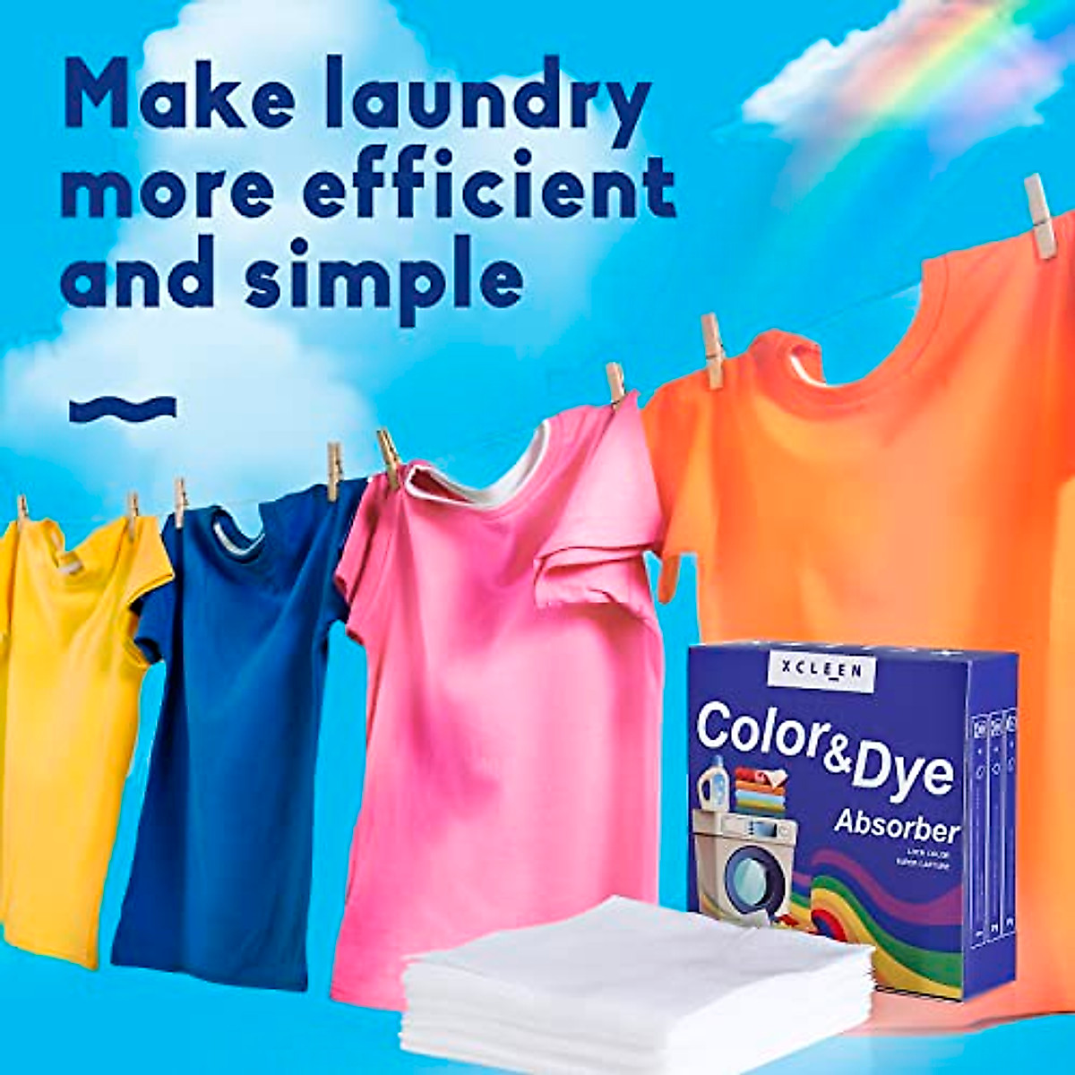 Xcleen Color Absorber for Laundry-Protect Your Clothes from Color Bleed and Stains-40 Count