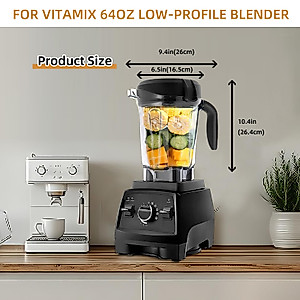 For Vitamix Blender Pitcher 64 oz Low-Profile Container, Compatible with Vitamix 5200 Blender, 750, 5000, 6300, 7500, vm0102, vm0103, vm0197, E310, Classic/Explorian/Commercial Series Blender Pitcher