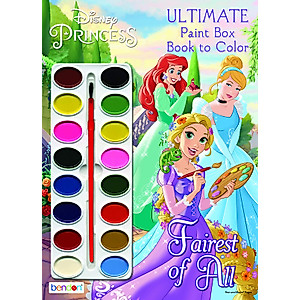 Disney Princess Paintbox Coloring and Activity Book with 16 Paints, Bendon 42350, 7.75 x 10.75
