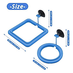 Jegtew 2 Pcs Fish Feeding Ring, Fish Safe Floating Food Feeder Circle with Suction Cup,Square and Round Shape Aquarium Fish Tank Towels for Guppy, Goldfish and Other Small Fish