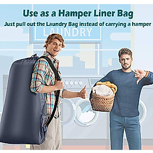 Coomee Heavy Duty Laundry Bag 2 Pack XL Nylon Laundry Bags with Straps, Washable Large Dirty Clothes Organizer with Drawstring Closure, Travel Washing Bag Fit a Laundry Hamper or Basket