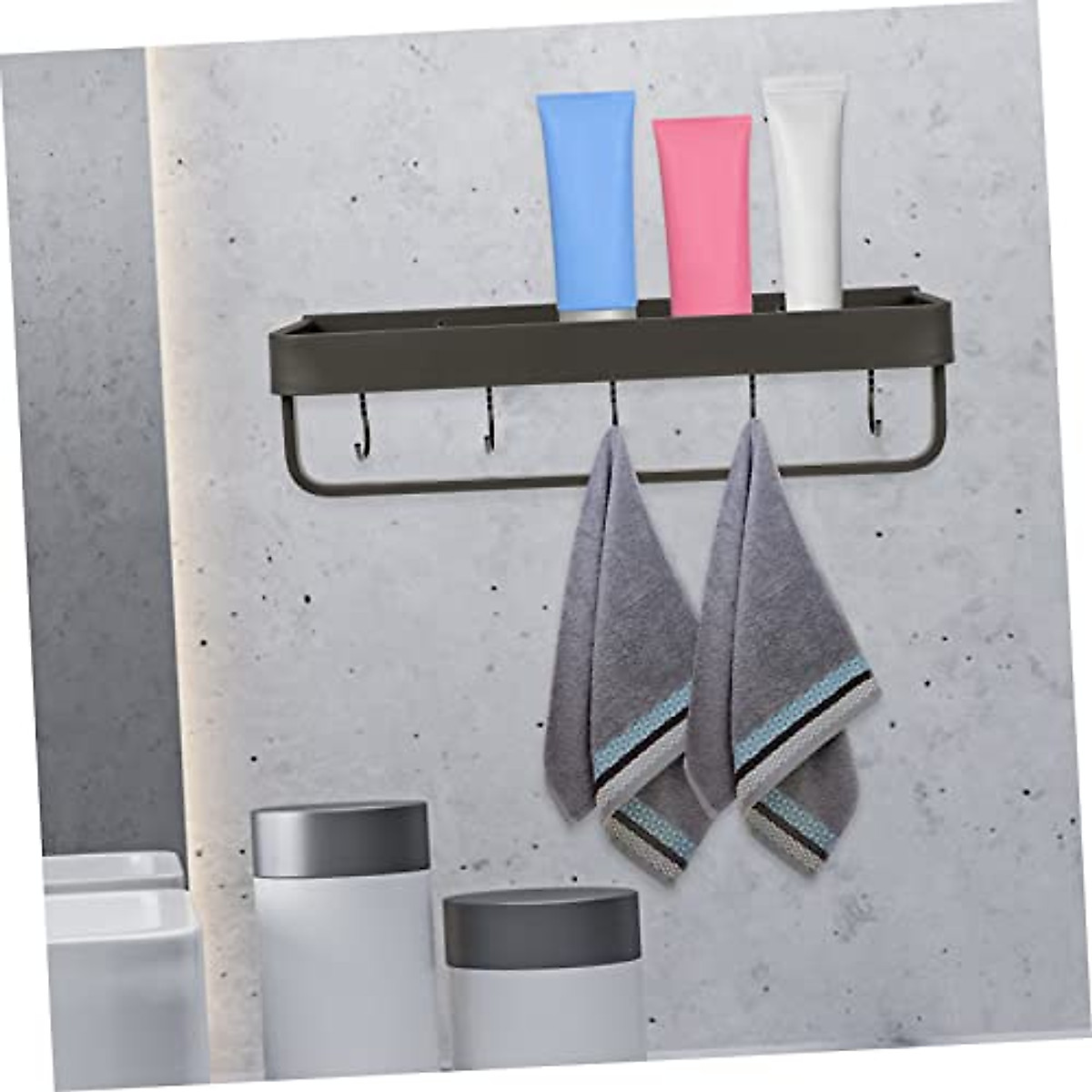 Zerodeko 1 Set Multifunctional Bathroom Shelf Wall-Mounted Space Aluminum Grey