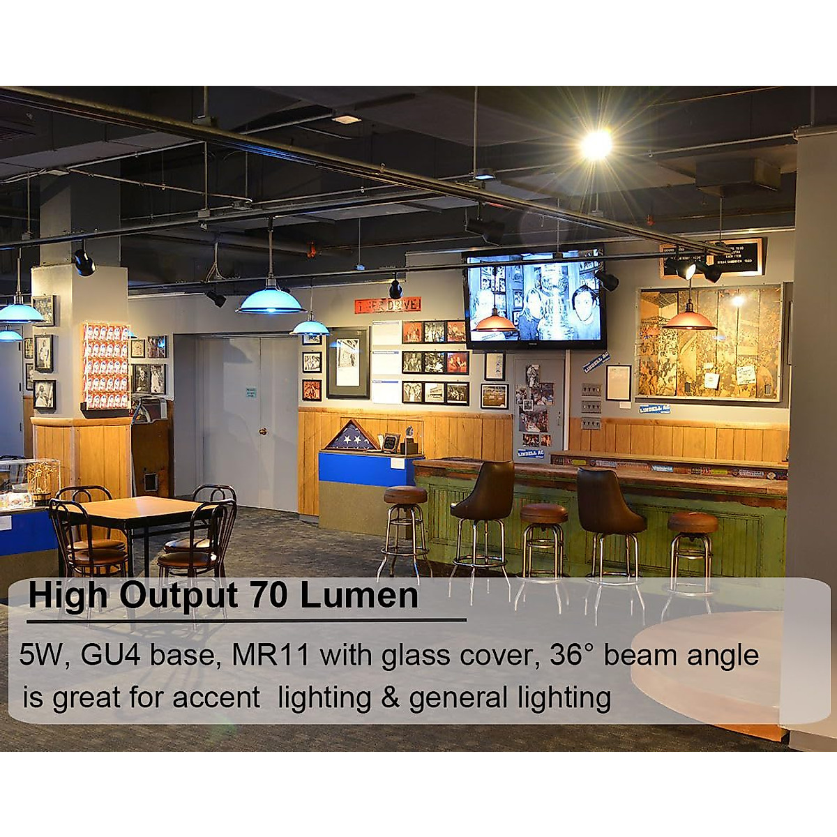 Rnyloas GU4 Halogen 5W, 6 Pack GU4 Base MR11 12V 5W, Long Lasting GU4 MR11 Dimmable with Glass Cover, MR11 Warm White 2800K Fiber Optic Light Bulb, MR11 Bulb with GU4 /GZ4 Bi Pin Base