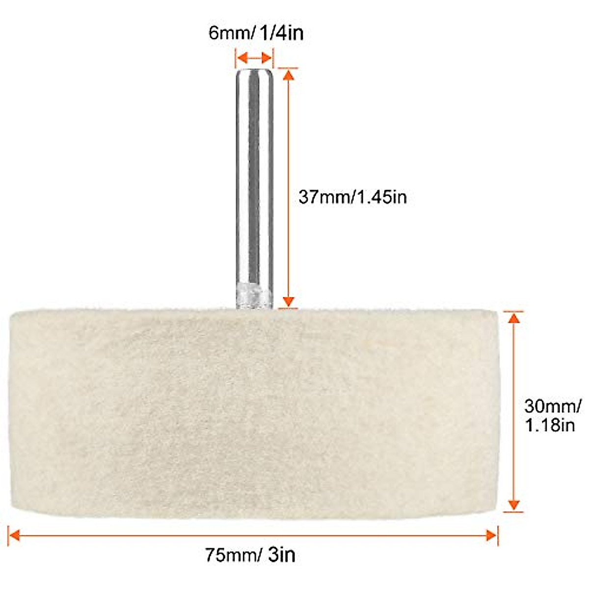 75 mm Felt Polishing Buffing Wheel, 3 inch Wool Polishing Wheel for use with Cerium Oxide Polishing Powder By STARVAST