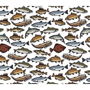 Stesha Party Fishing Gift Wrap Fish Wrapping Paper Men - Folded Flat 30 x 20 Inch - 3 Sheets