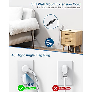 Power Strip Surge Protector with USB, 8 Widely Outlets 4 USB Ports 6Ft Extension Cord Flat Plug, 3 Sided Wall Outlet Extender Desktop Charging Station for Home Office Travel Dorm, 1080J