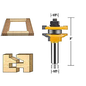 LEATBUY Router Bits Cabinet Door 3 PCS Router Bit Set 1/2-Inch Shank Rail and Stile Round Over Raised Panel Woodworking Wood Cutter, Wood Carbide Groove Tongue Milling Tool(1/2 Line)