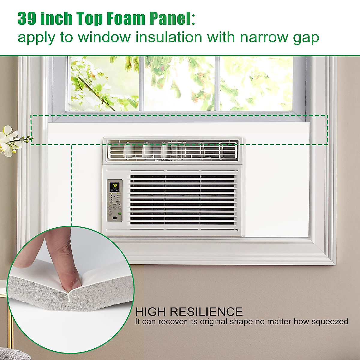 Forestchill Window Air Conditioner Side Insulated Foam Panel, Surround Insulation Panels Cover with Foam Seal Strip for Indoor Window AC Unit for Summer and Winter