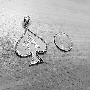 LA BLINGZ Sterling Silver Ace of Spades Hip-Hop DC Pendant