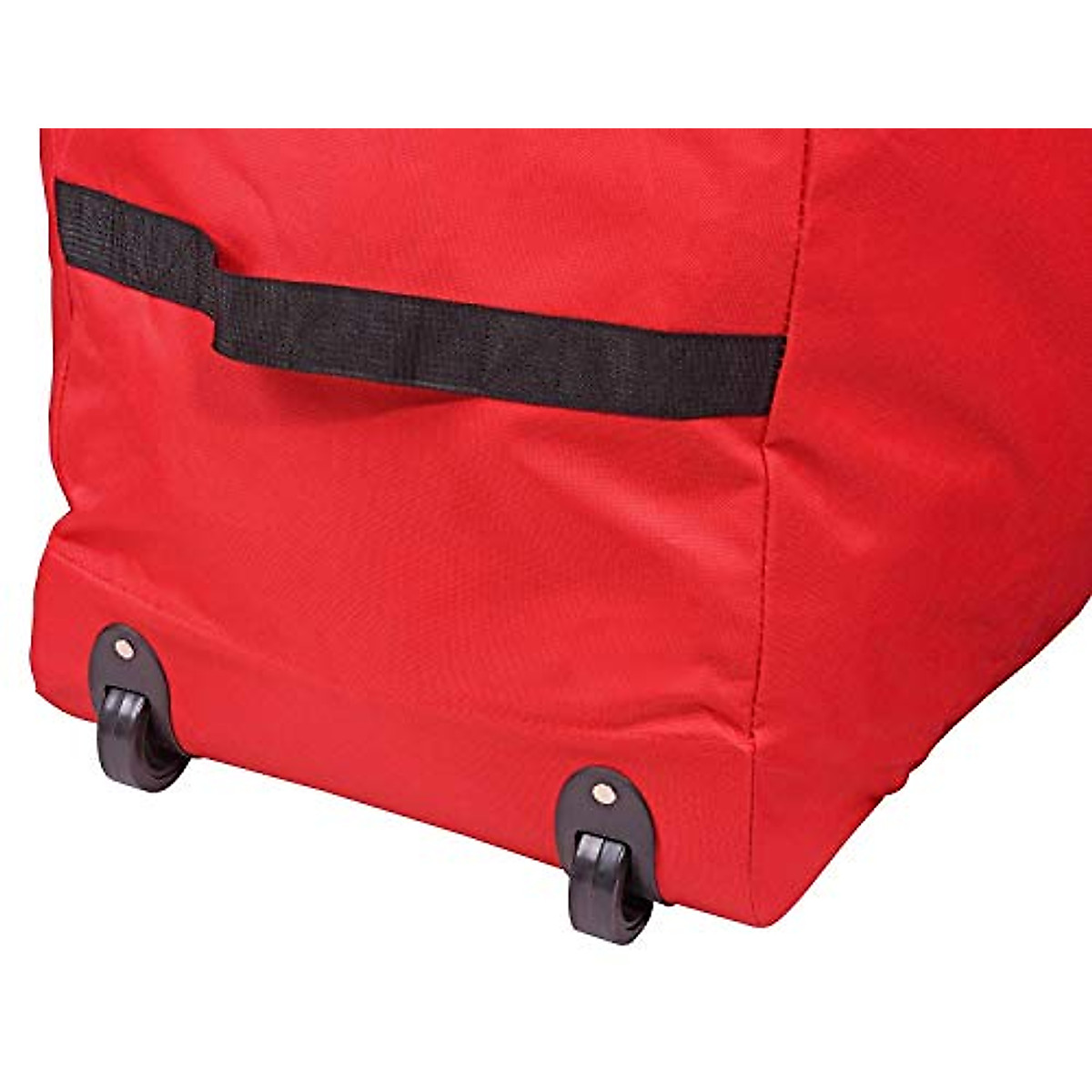 Primode Christmas Rolling Tree Storage Bag, Fits Up to 7.5 Ft. Tall Disassembled Holiday Trees, 22" H X 16" W X 50" L, Large Heavy Duty Storage Container with 2 Wheels and Handles (Red)