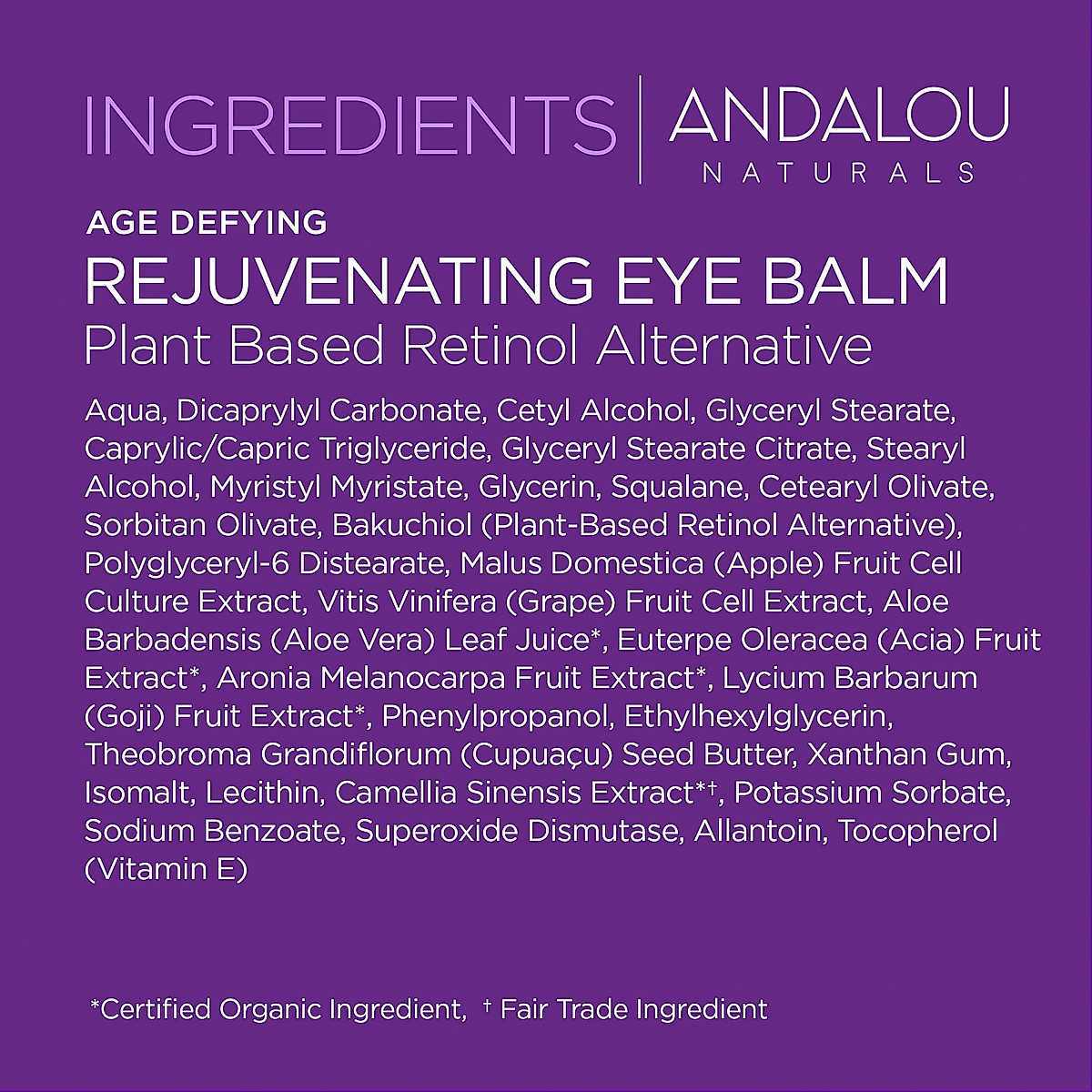 Andalou Naturals Age Defying Plant-Based Retinol Alternative Eye Balm, 0.45 OZ