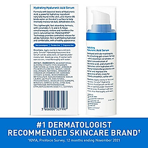 Cerave Hyaluronic Acid Serum for Face with Vitamin B5 and Ceramides | Hydrating Face Serum for Dry Skin | Fragrance Free | 1 Ounce