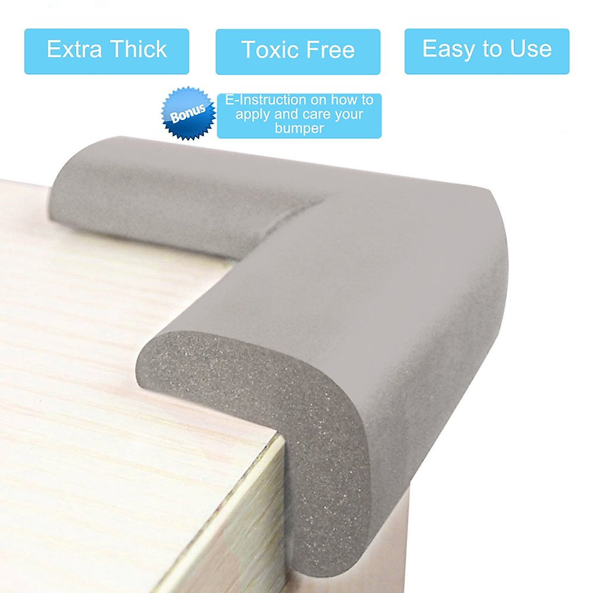 Elf Star 12 Pcs Extra Thick Premium High Density Furniture Table Edge & Corner Guard Baby Proofing Bumper Protector - Jumbo Size Value Pack Brown