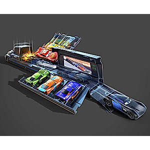 Disney Pixar Cars Jackson Storm Launching Hauler, Miniature Racecar Carrier Toys For Racing Play, Small, Portable, Collectible Automobile Toys Based on Cars Movies, Toys for Kids Age 3 and Up