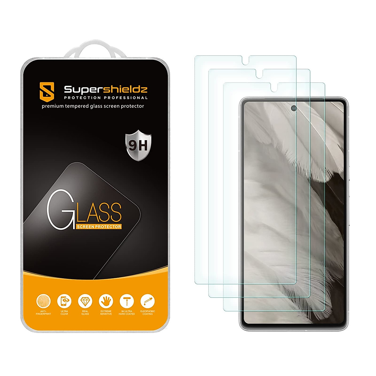 Supershieldz (3 Pack) Designed for Google Pixel 7a Tempered Glass Screen Protector, 0.33mm, Anti Scratch, Bubble Free