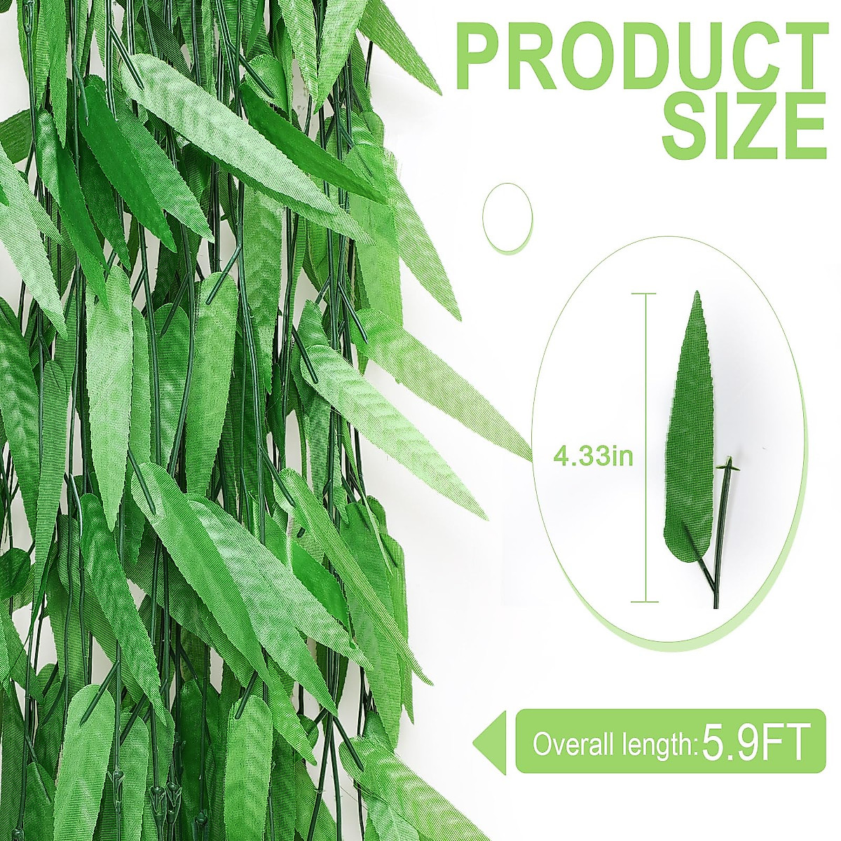 Riceshoot 200 Pcs Artificial Vine 1200 ft Artificial Hanging Leaves Vines Fake Vines Willow Garland Faux Willow Vines for Wall Balcony Garden Wedding Windowsill Party Wreath Supplies Decorations