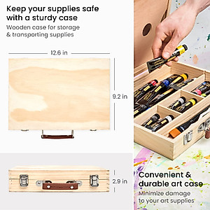 ARTEZA Acrylic Paint Set, 35-Piece Art Set, Includes 24 Acrylic Paints, 5 Brushes, 1 Paint Palette, 1 Paint Knife, 3 Painting Pads, and Storage Case, Art Supplies for Beginners and Aspiring Painters