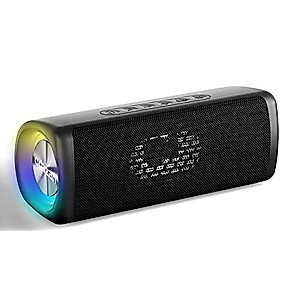Ortizan M9 Extra BASS Wireless Bluetooth Portable Speaker, Powerful IPX7 Waterproof Outdoor Bluetooth Speaker, 30 Hours Battery, Dynamic LED Light, Wireless Stereo Pairing for Home, Party, Travel