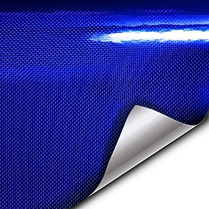 VViViD+ Holographic Chrome Weave Carbon High-Gloss Vinyl Car Wrap (1ft x 5ft, Blue)