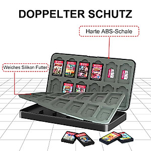 TATMOHIK Game Card Case for Nintendo Games or Micro SD Cards， Switch Game Card Holder for Nintendo Switch Card Holder with 24 Nintendo Eshop Gift Card and 24 Micro SD Card Slots(Black，24slots)