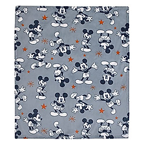 Disney Mickey Mouse Gray, Navy, White and Red Stars Super Soft Baby Blanket