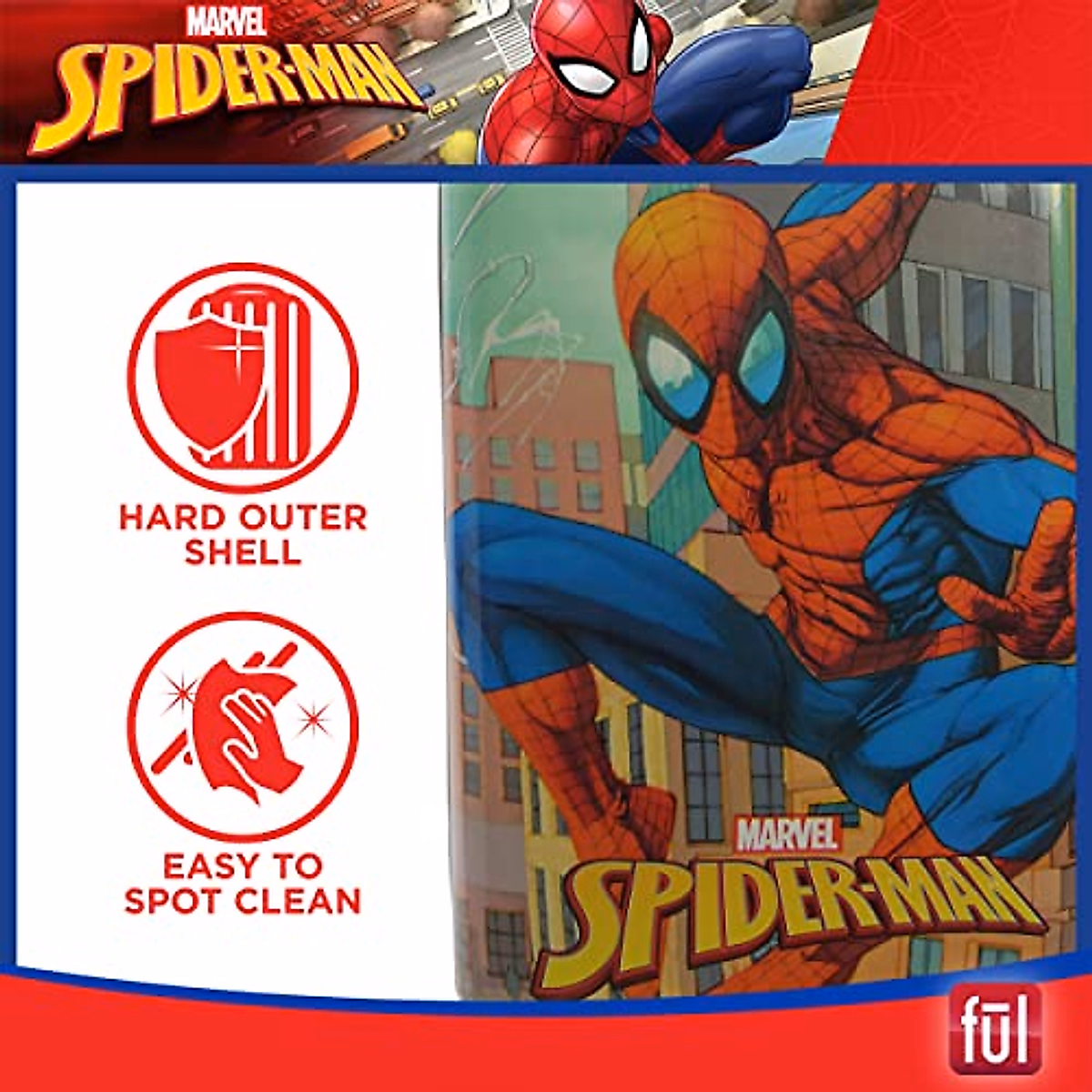 FUL Marvel Spider-Man Kids Rolling Luggage, Hardshell Carry On Suitcase with Wheels, Pastel