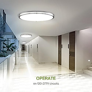 ASD LED 32 Inch Oval Flush Mount Light Fixture | 45W 3750LM 3000K-5000K 100-277V | 3CCT, Dimmable, Energy Star, ETL Listed | Close to Ceiling Double Ring Lamp, Low Profile Lighting | Nickel, 2 Pack