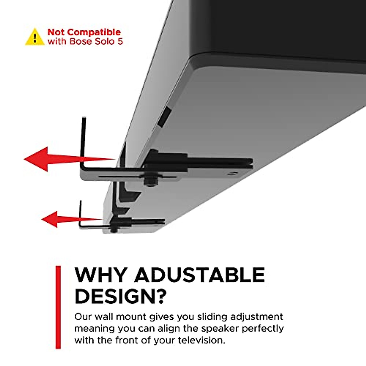 Soundbar 300/500/600/700/900, TV Speaker & Soundtouch 300 Adjustable Wall Mount Kit, Black, for Bose Sound bar Smart 300, 500, 600, 700, 900, Mounting Bracket