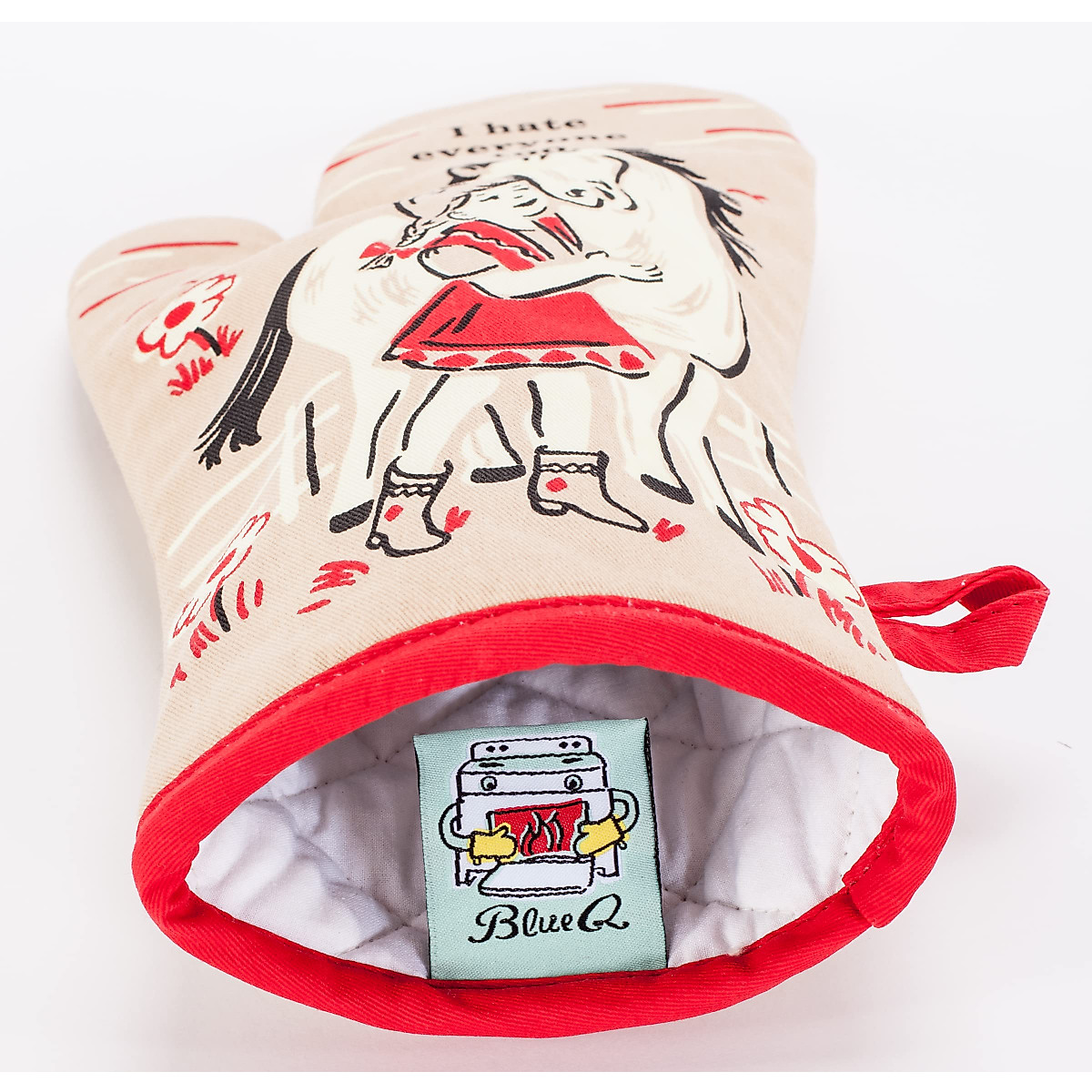 Blue Q Oven Mitt ~ I Hate Everyone Too. Super-Insulated Quilting, Comfy, Natural-Fitting Shape, 100% Cotton. (I Hate Everyone Too)