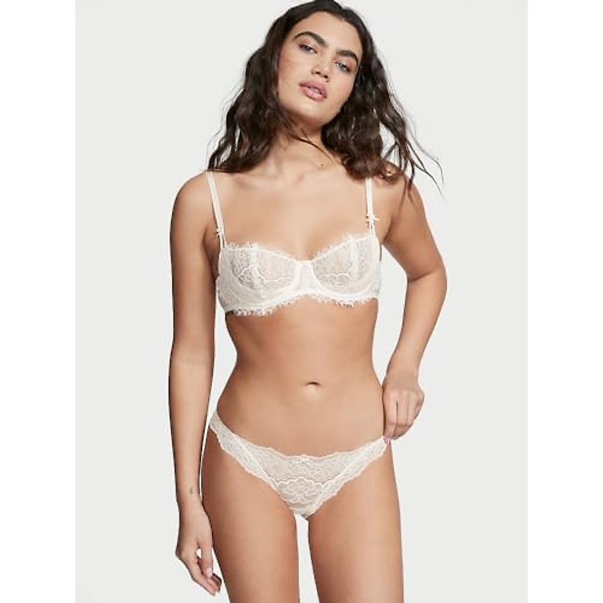 Victoria's Secret Dream Angels Lace Cheekini Panty, Underwear for Women, White (XL)