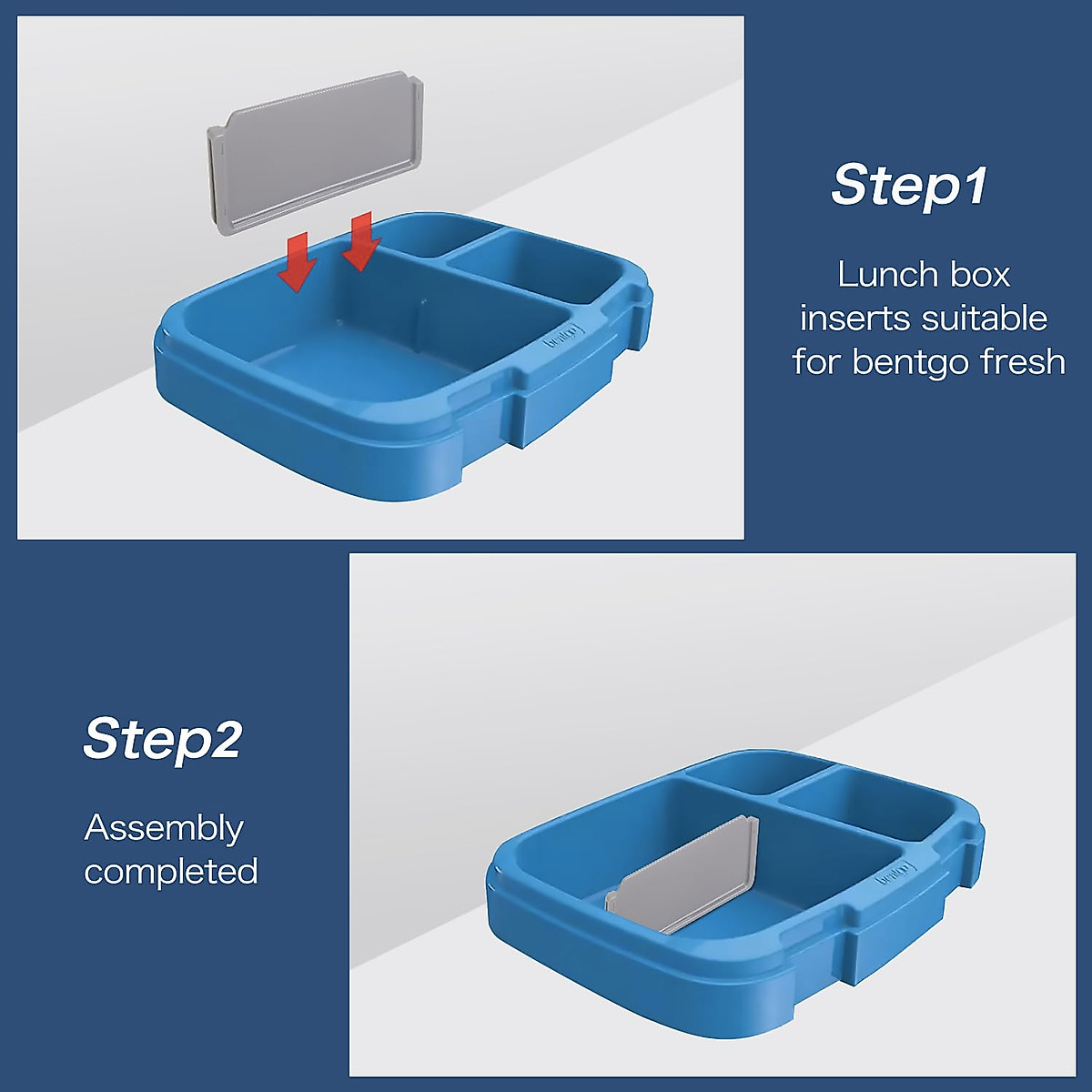 Zebrabox Lunch Box Insert Divider Compatible with Bentgo Fresh, Insert Divider for Bento Box,for Bentgo Adult Lunch Box - Large Bento Box Divider(2 pack)