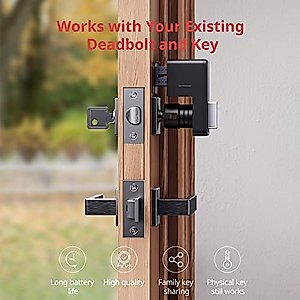SwitchBot WiFi Smart Lock with Keypad Touch, Fingerprint Door Lock, Keyless Entry Door Lock, Bluetooth Electronic Deadbolt, Remote Control, IP65 Weatherproofing, Fits Your Existing Deadbolt