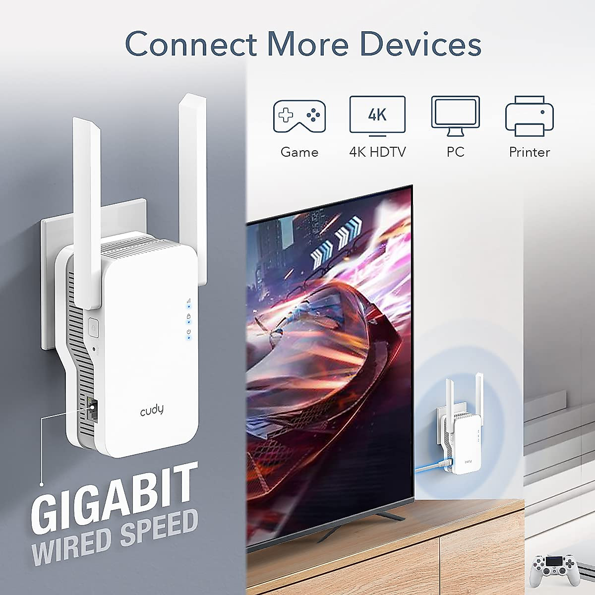 Cudy New AX1800 Mesh WiFi 6 Extender Internet Booster, WiFi 6 Range Extender Covers up to 2000 sq.ft and 30 Devices, Dual Band Repeater up to 1.8Gbps Speed, AP Mode, Gigabit Port, RE1800